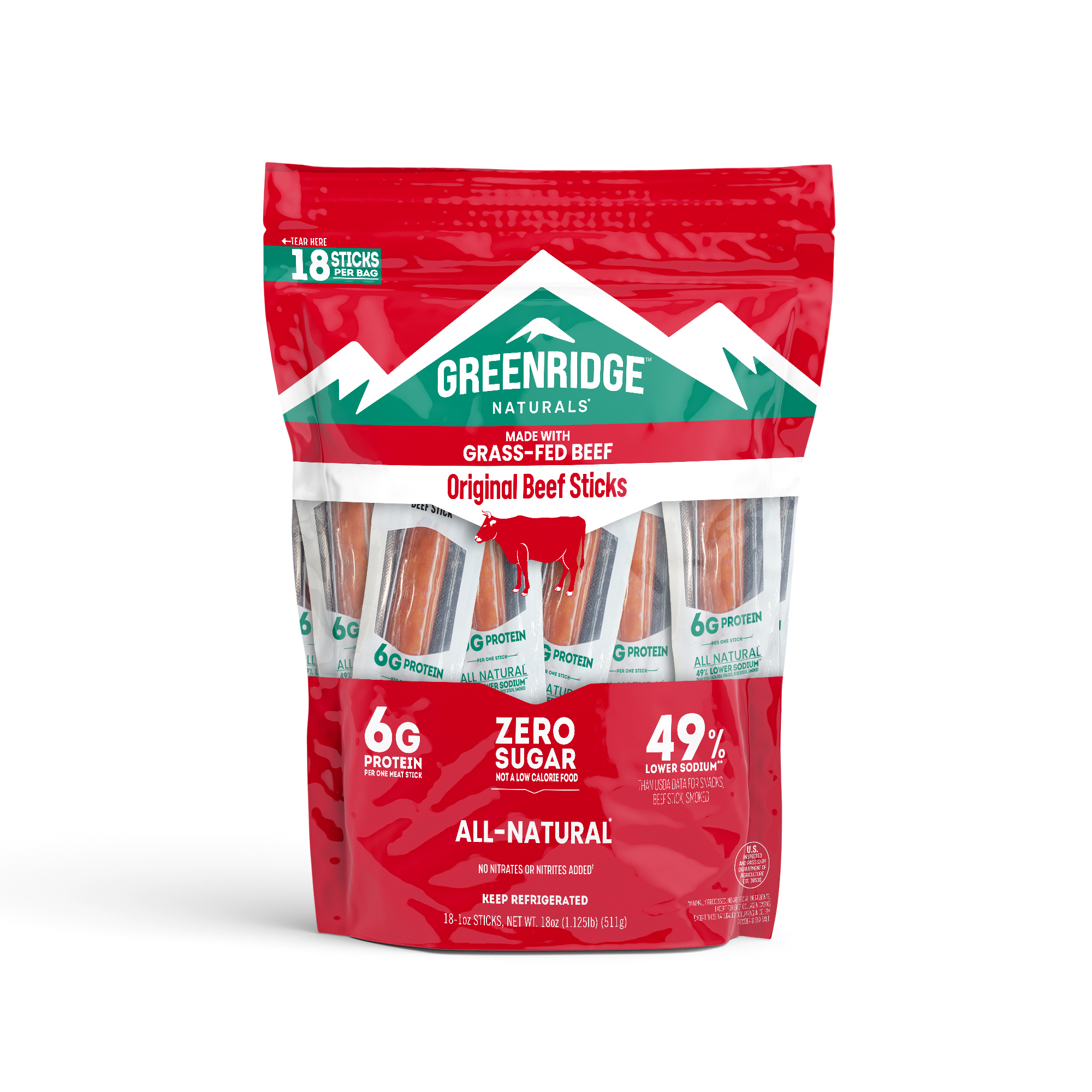 Original Beef Snack Sticks 18CT Bag - Greenridge